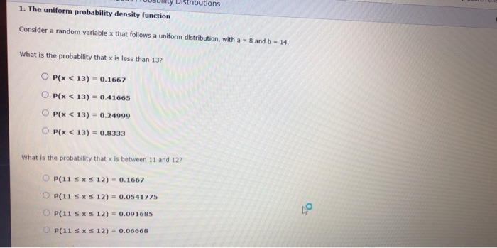 Solved Distributions 1. The uniform probability density | Chegg.com