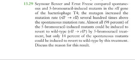 Solved 13.29 Seymour Benzer and Ernst Freese compared | Chegg.com