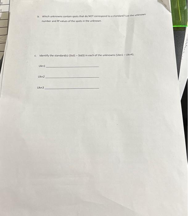 which unknowns contain spots that do not correspond | Chegg.com