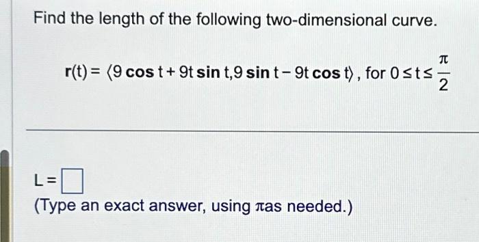 Solved Find the length of the following two-dimensional | Chegg.com
