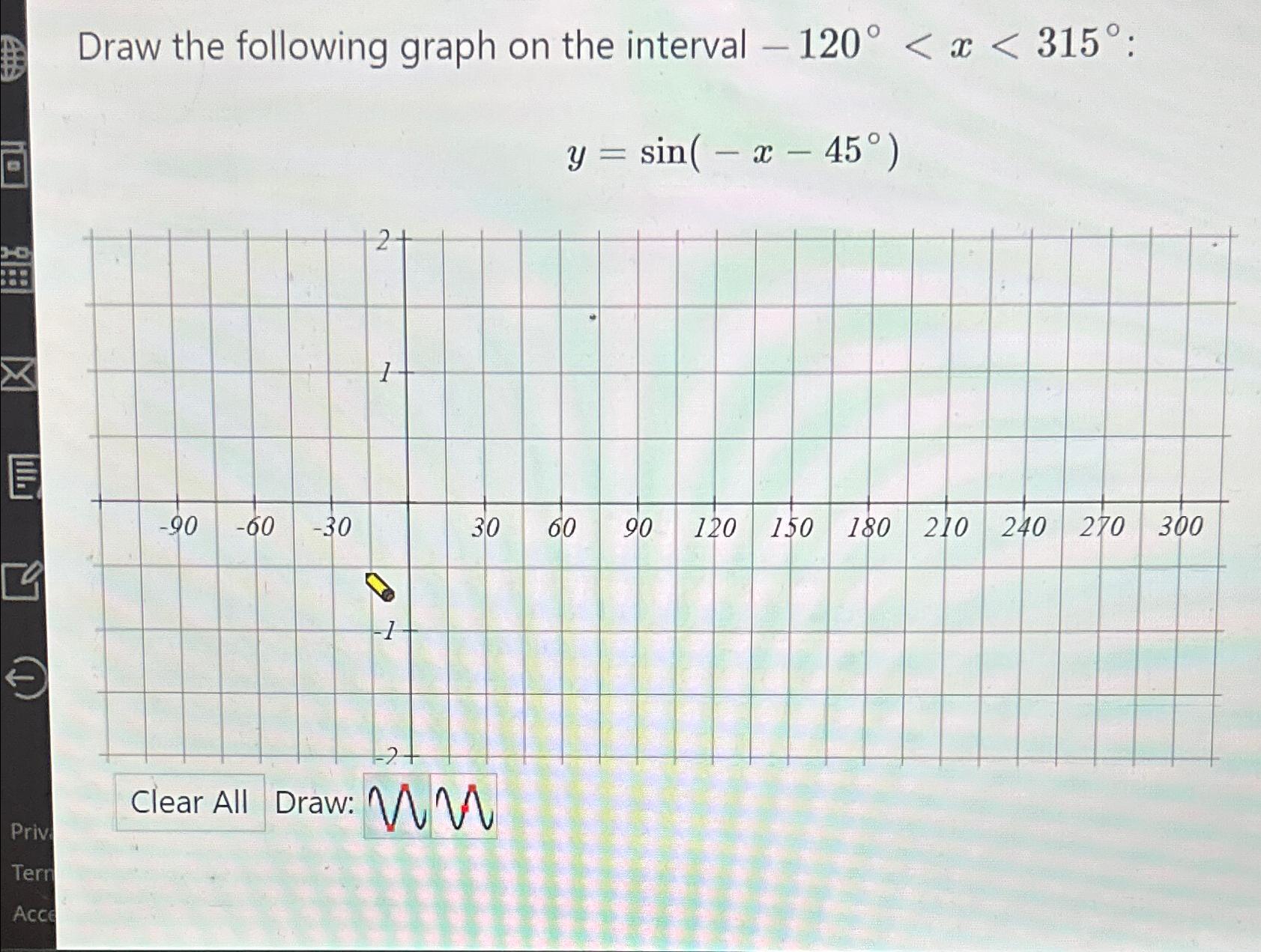Solved Draw the following graph on the interval | Chegg.com