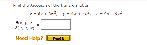 Solved by an EXPERT Find the Jacobian of ﻿the | Chegg.com