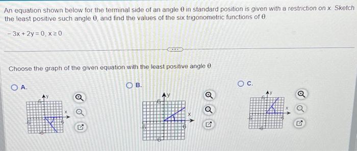 Solved An equation shown below for the terminal side of an | Chegg.com