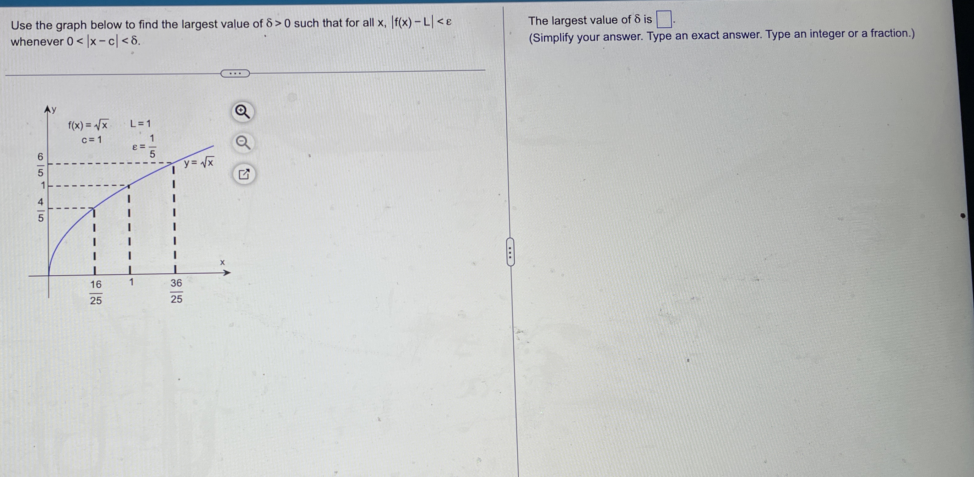 Solved Use the graph below to find the largest value of δ>0 | Chegg.com