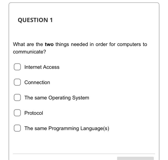 Solved What are the two things needed in order for computers | Chegg.com