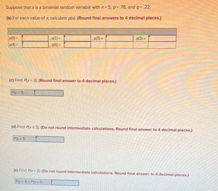 Solved Suppose that x is a binomial random variable with | Chegg.com