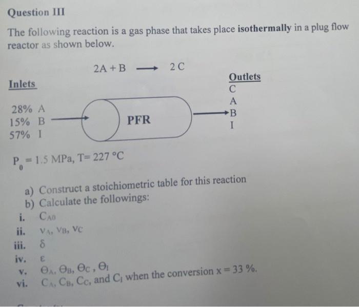 Solved Question III The following reaction is a gas phase | Chegg.com
