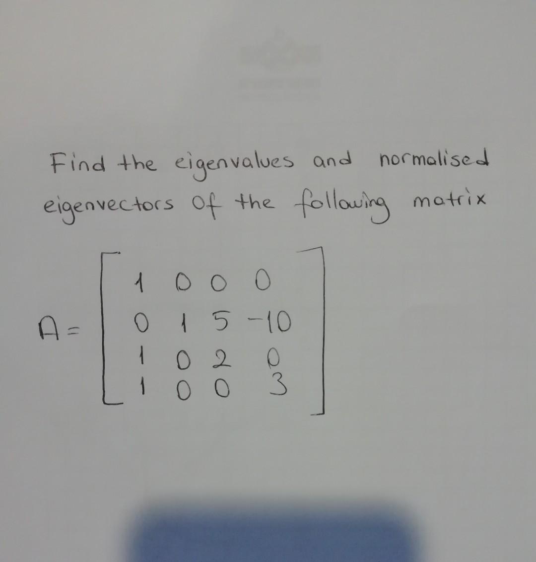 Solved normalised Find the eigenvalues and eigenvectors of | Chegg.com