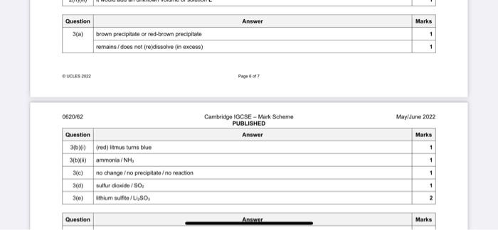 Solved 6 3 Solid M and solid N were analysed. Solid M was | Chegg.com