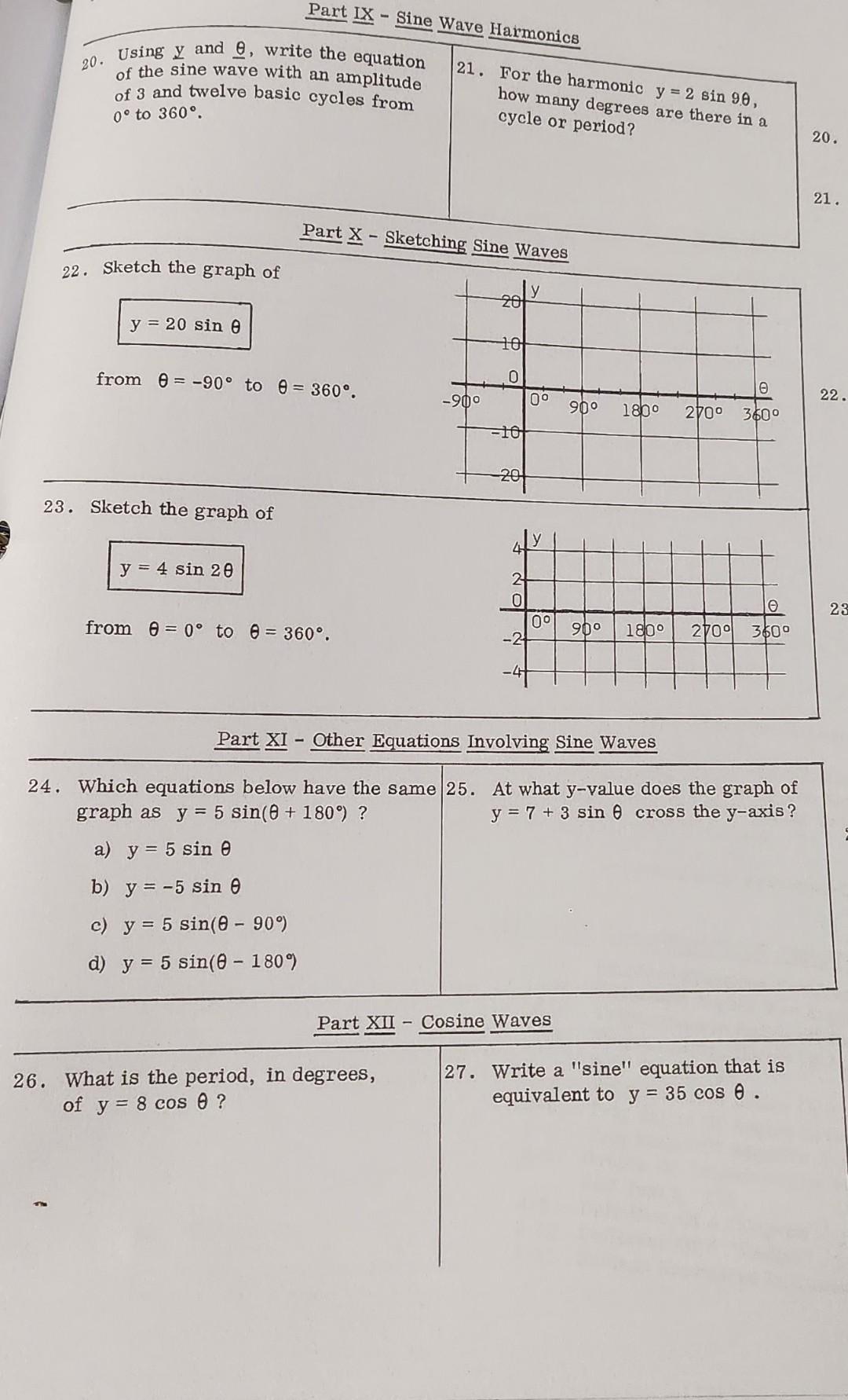 Solved −u2Λ - Sketching Sine Waves 22. Sketch the graph of | Chegg.com