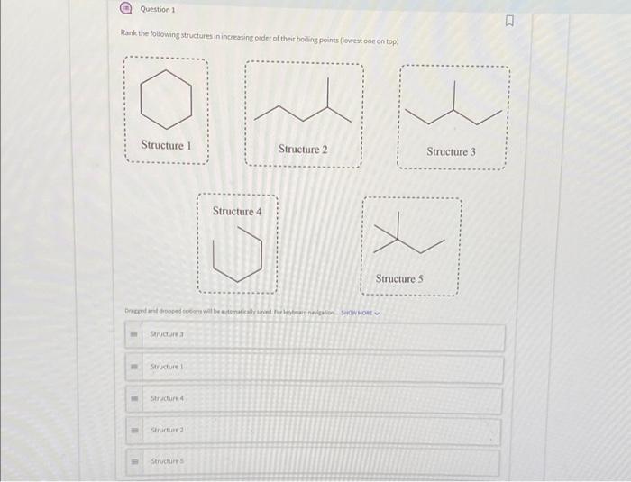 Solved Question 1 Rank the following structures in | Chegg.com