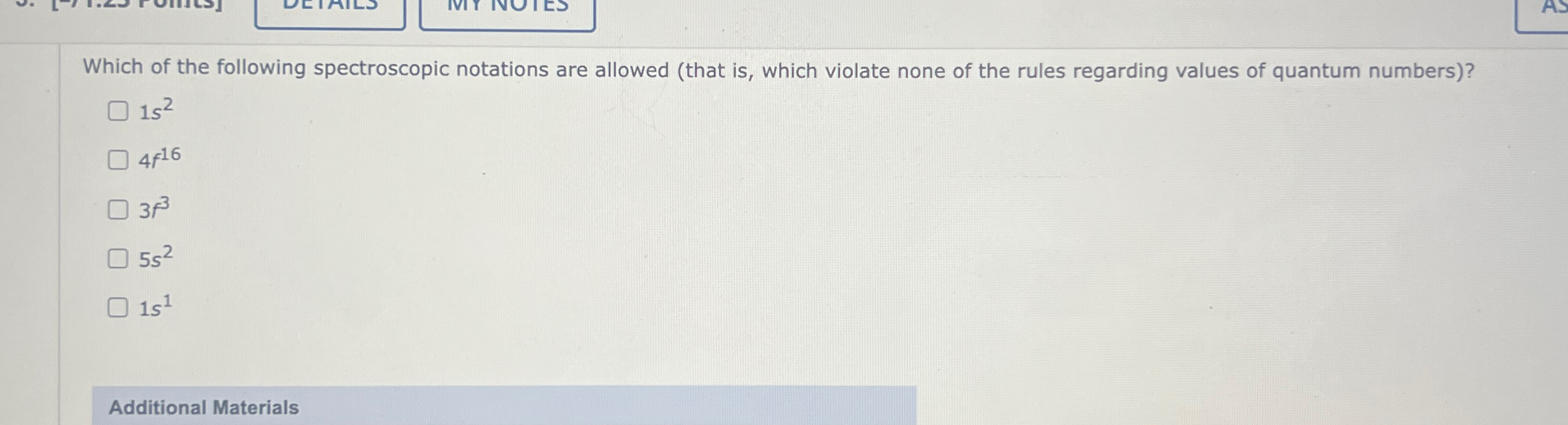 Solved Which of the following spectroscopic notations are | Chegg.com
