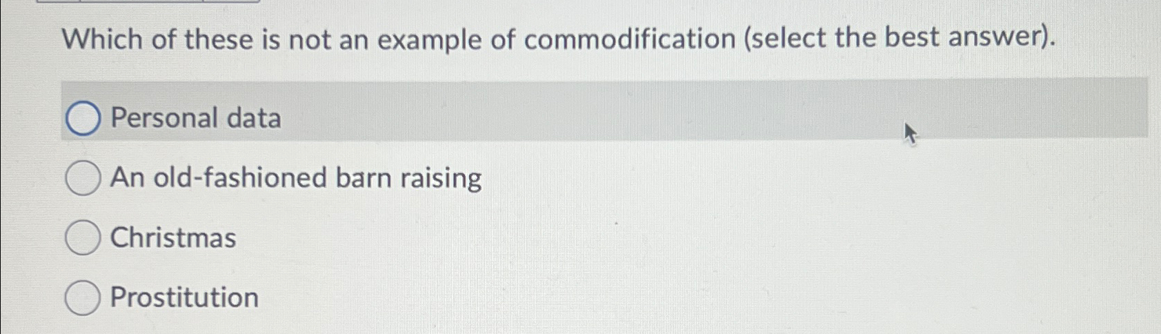 Solved Which of these is not an example of commodification | Chegg.com