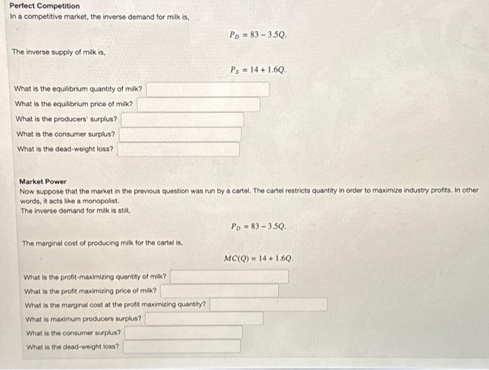 Solved Perfect Competition In a competitive market, the | Chegg.com