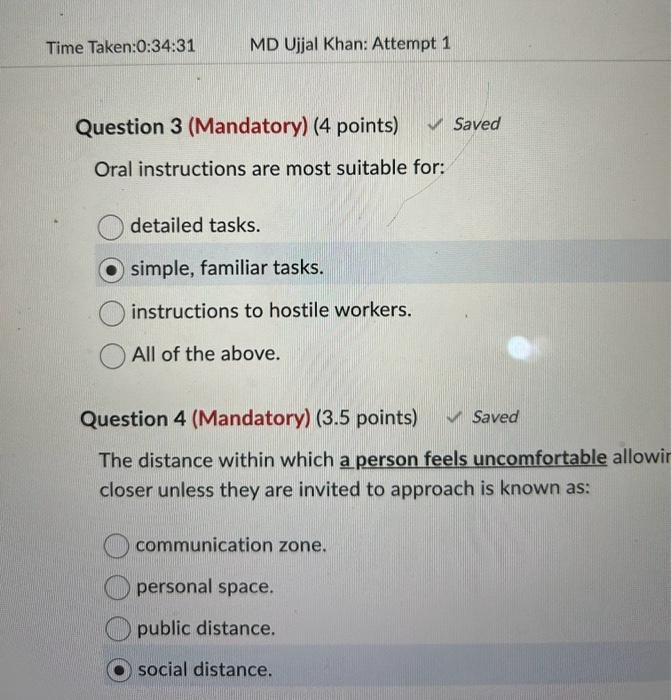 Solved Body language is all of the following except: | Chegg.com
