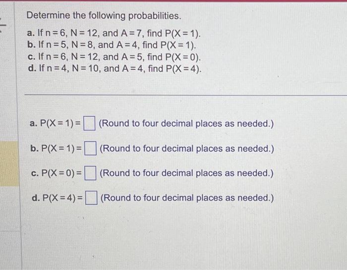 Solved Determine the following probabilities. a. If | Chegg.com