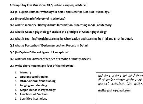 Solved Attempt Any Five Question. All Question carry equal | Chegg.com
