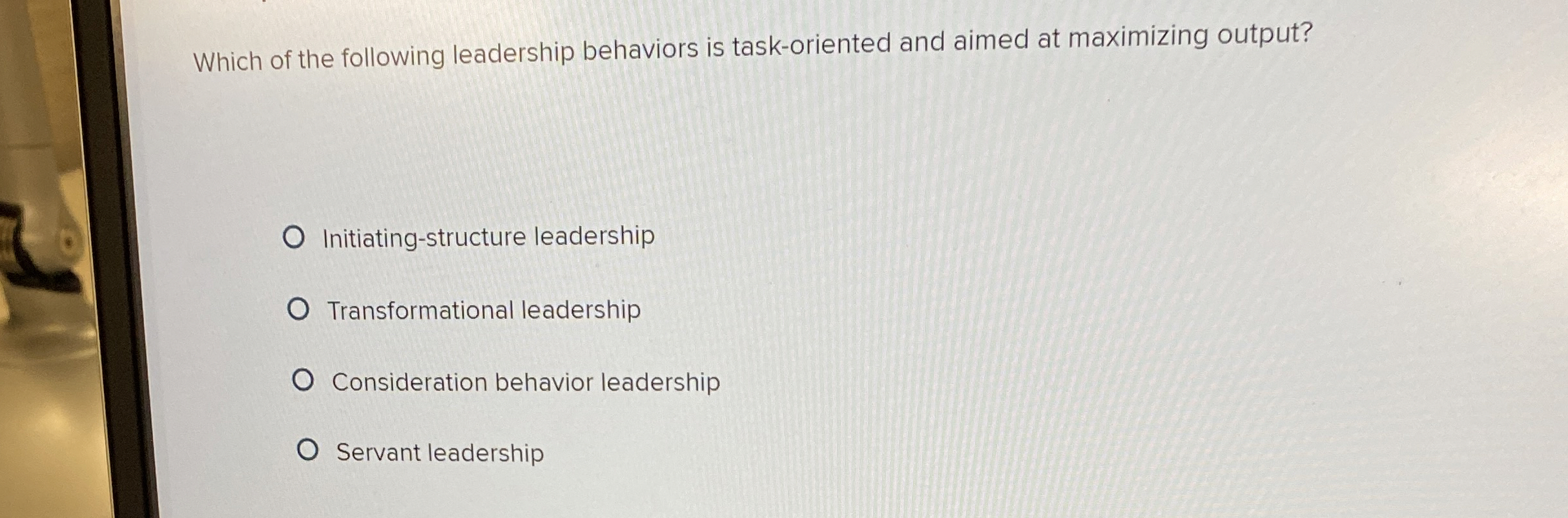 Solved Which of the following leadership behaviors is | Chegg.com