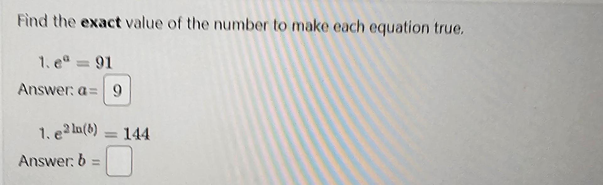 Solved Find the exact value of the number to make each | Chegg.com