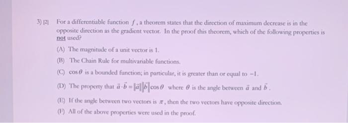 Solved 3) [2] For a differentiable function f, a theorem | Chegg.com