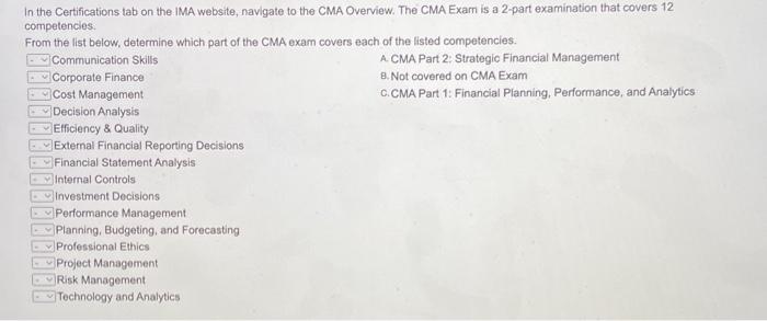 Solved In the Certifications tab on the IMA website, | Chegg.com
