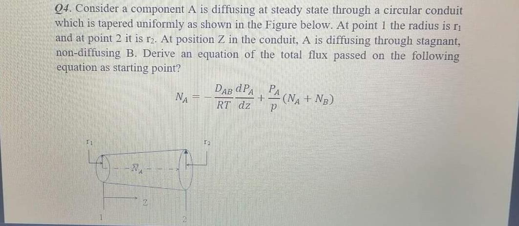 Solved Q4. Consider a component A is diffusing at steady | Chegg.com