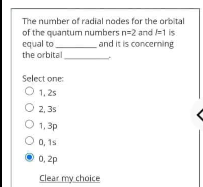 Solved The number of radial nodes for the orbital of the | Chegg.com