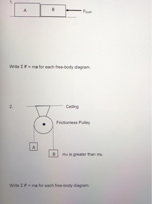 Solved draw free body diagram for blocks A and B then draw a | Chegg.com