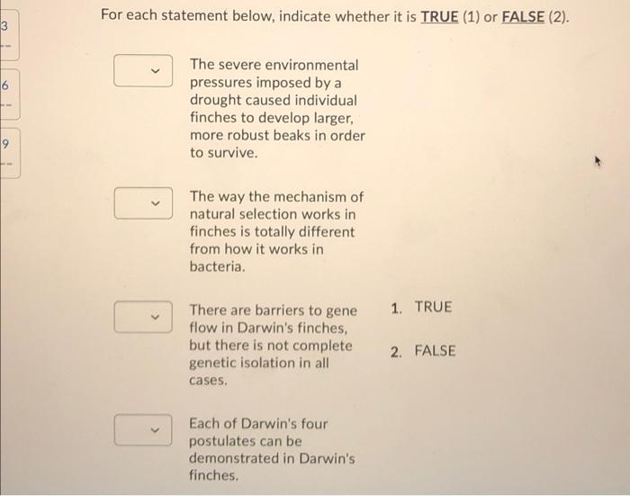 Solved For each statement below, indicate whether it is TRUE | Chegg.com