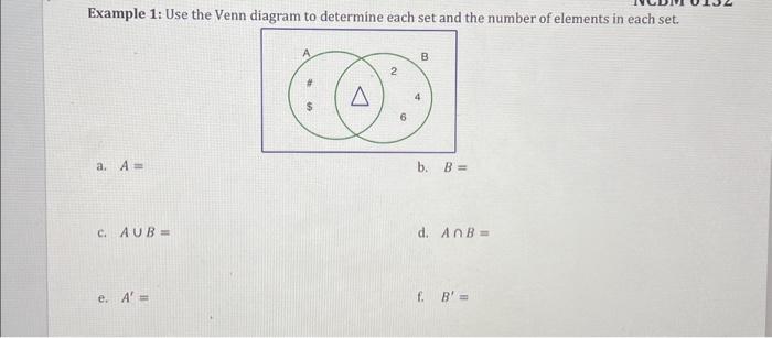 Solved Example 1: Use the Venn diagram to determine each set | Chegg.com