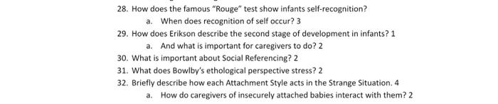 Solved 28. How does the famous "Rouge" test show infants | Chegg.com