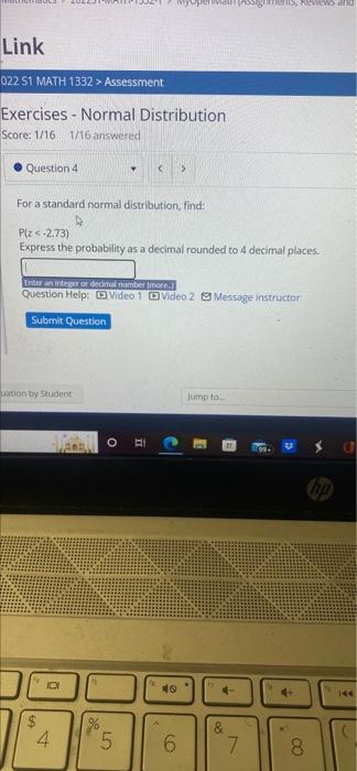 Solved Link 022 S1 MATH 1332> Assessment Exercises - Normal | Chegg.com
