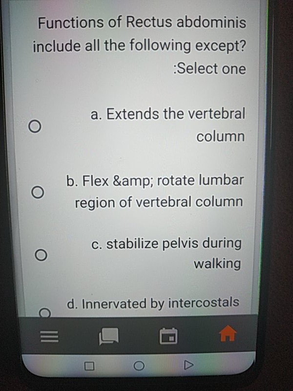 Solved Functions of Rectus abdominis include all the | Chegg.com