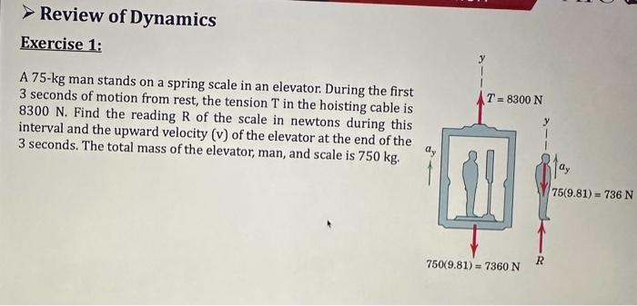 Solved A 75-kg man stands on a spring scale in an elevator. | Chegg.com