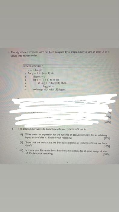 Solved 1 The Algorithm Reverses Has Been Designed By A