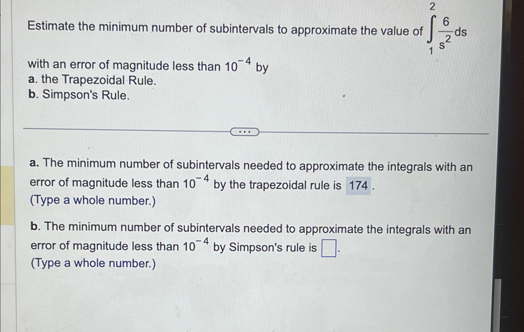 Solved Estimate the minimum number of subintervals to | Chegg.com