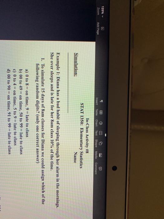 Solved 125% Zoom Add Page Insert Table Chart Text Shape | Chegg.com