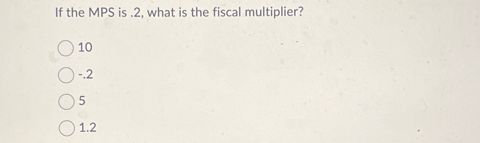 Solved If the MPS is .2, ﻿what is the fiscal | Chegg.com