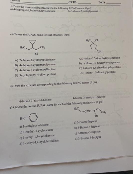 Solved 1. Draw the corresponding structure to the following | Chegg.com