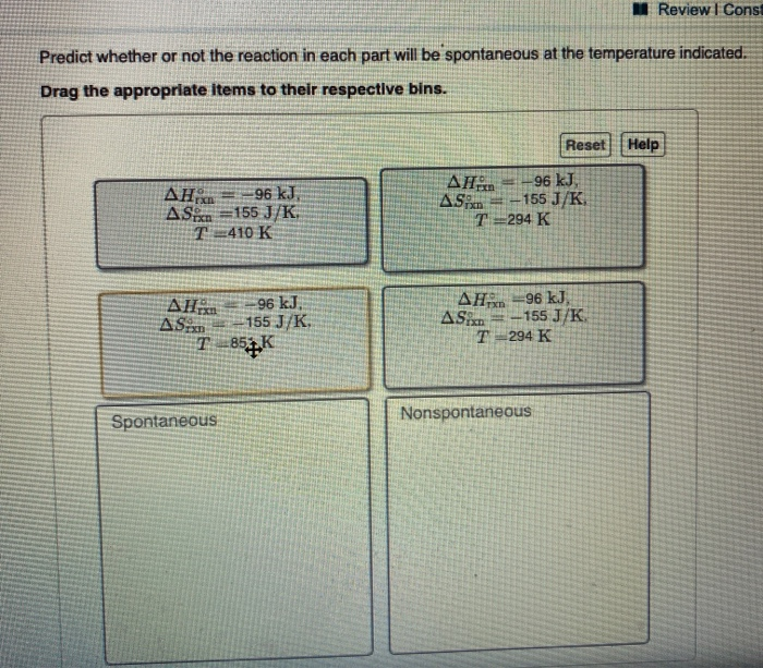 Solved Review | Cons Predict whether or not the reaction in | Chegg.com