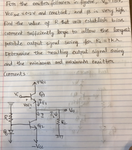 Solved For the emitter follower in ﻿figuve, | Chegg.com