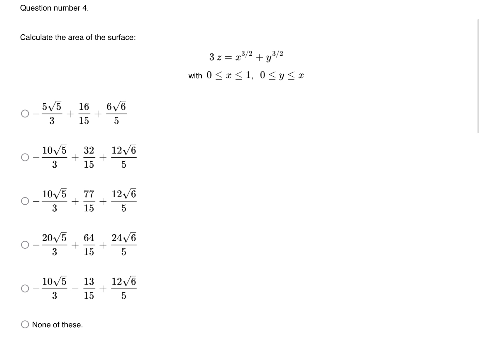 Solved Question number 4.Calculate the area of the | Chegg.com