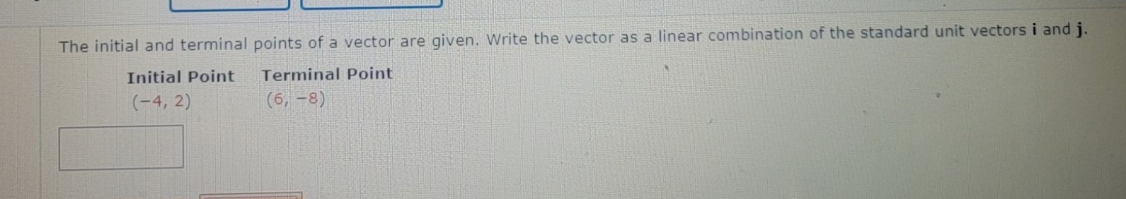 Solved The initial and terminal points of a vector are | Chegg.com