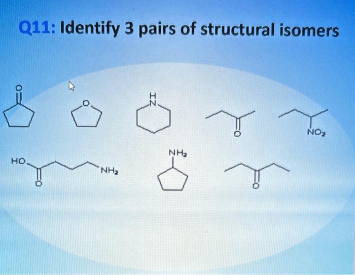 Solved Q11: Identify 3 pairs of structural isomers | Chegg.com