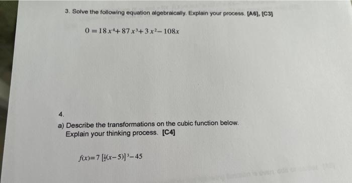 Solved 3. Solve the following equation algebraically, | Chegg.com