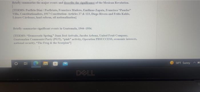 Brilly summarize the major events and describe the | Chegg.com