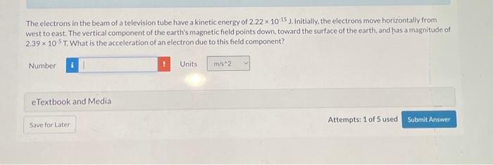 Solved The electrons in the beam of a television tube have a | Chegg.com