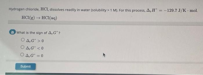 Solved Hydrogen chloride, HCl, dissolves readily in water | Chegg.com