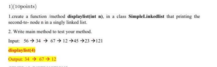 Solved 1) (10points) 1.create a function /method | Chegg.com
