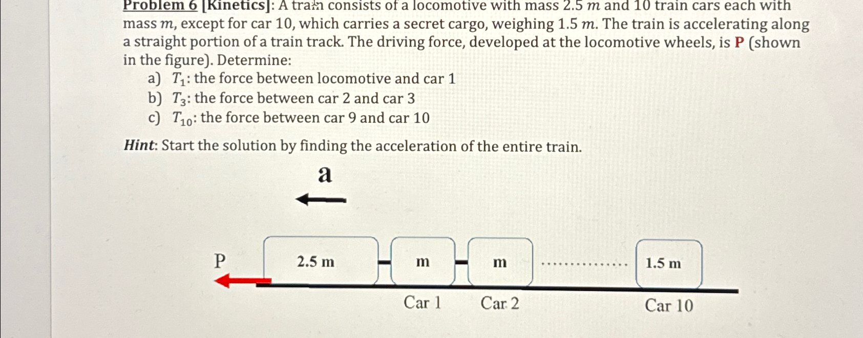 Solved Problem 6 [Kinetics]: A trakn consists of a | Chegg.com